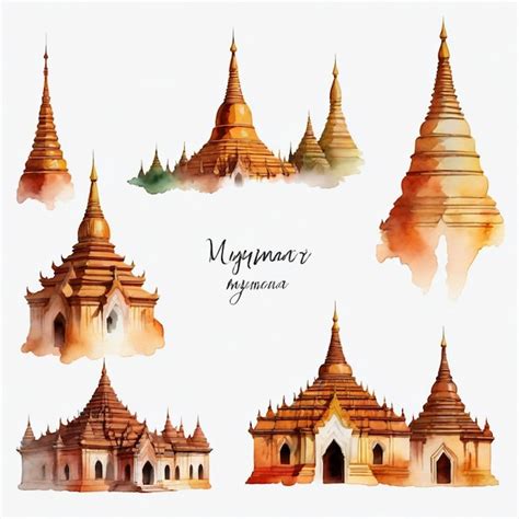Myanmar Vector Set White Background Isolated A High Quality Premium