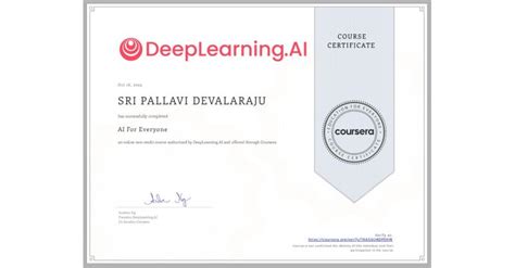 Completed A Comprehensive Ai Course Sri Pallavi Devalaraju Posted On