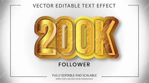 Premium Vector | Gold editable vector stylish 200k text effect design template