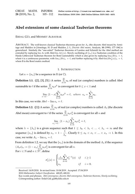 Pdf Abel Extensions Of Some Classical Tauberian Theorems
