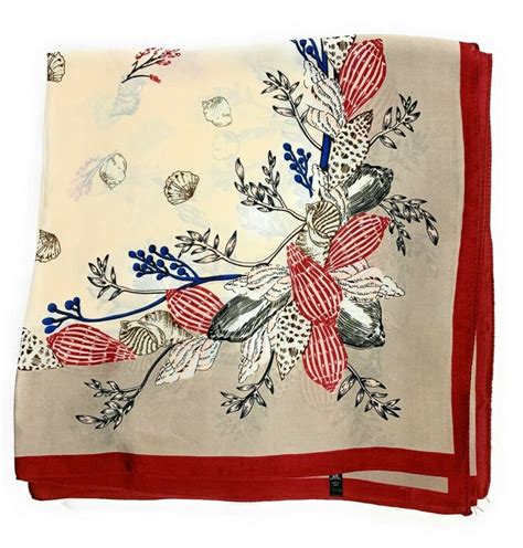 70cm X 70cm Flowers Floral Shell Print Pattern Square Scarf Etsy