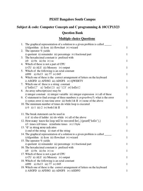 Computer Concept And Programming Questions Pdf Computer Data