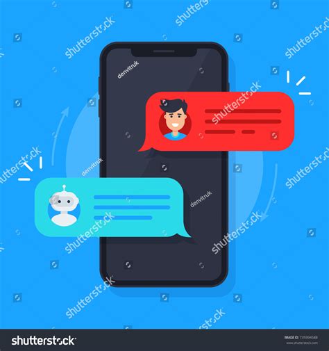 Chatbot Concept Man Chatting Chat Bot Stock Vector Royalty Free 735994588 Shutterstock