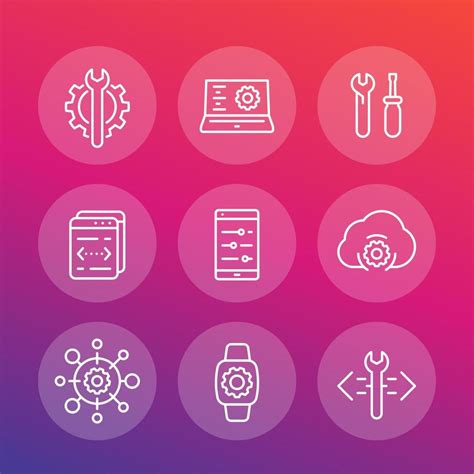 Development Configuration Service Icons Set 4216584 Vector Art At Vecteezy