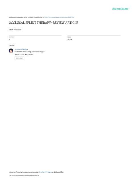 Occlusal Splint Pdf Clinical Medicine Health Sciences