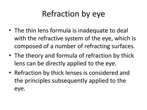 Refraction Optometry Notes And Simple And Cheap Ppt