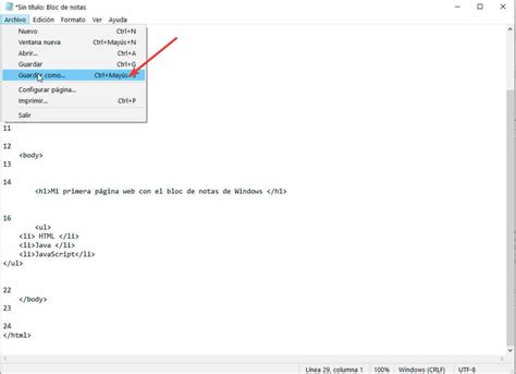 Cómo hacer una página web en HTML en Bloc de Notas