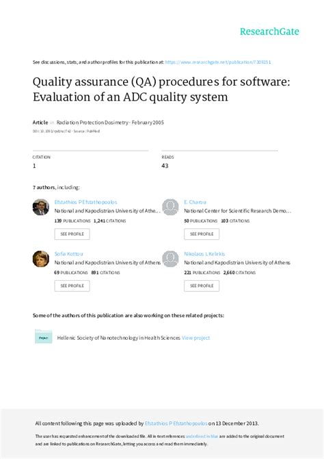 pdf quality assurance qa procedures for software evaluation of an