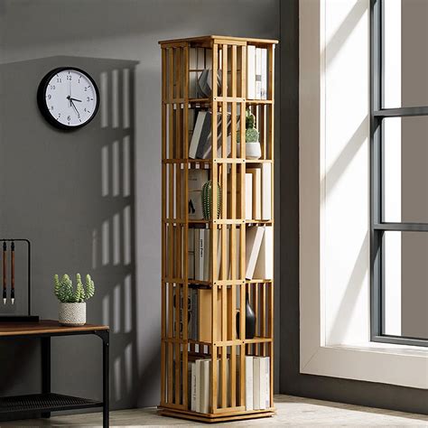 360 Degree Rotating Bookshelf Corner Tall Bookcase Zwob