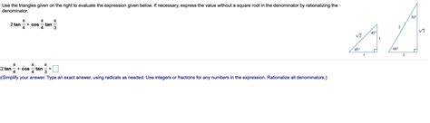 Solved Use The Triangles Given On The Right To Evaluate The Chegg