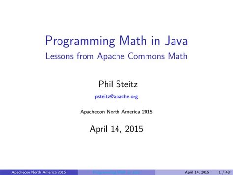 Programming Math In Java Lessons From Apache Commons Math Pdf