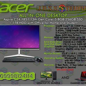 Acer All In One Desktop Pc Aspire C Th Gen Core I Postads Ph
