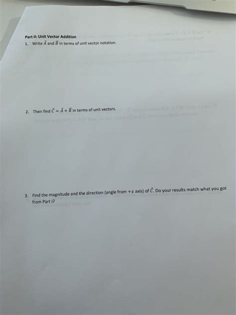 Part II Unit Vector Addition Write A And B In Chegg Com