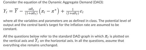 solved consider the equation of the dynamic aggregate demand