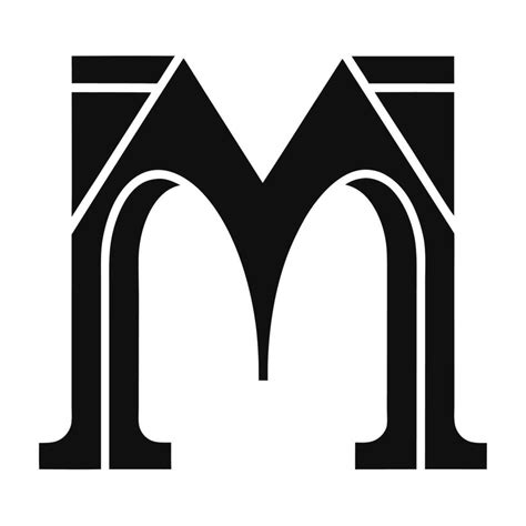 Stylized Letter M Black And White Geometric Design Bold Typography Minimalist Logo Sharp