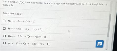 Which Function Fx ﻿increases Without Bound As X