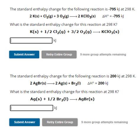 Solved The standard enthalpy change for the following | Chegg.com