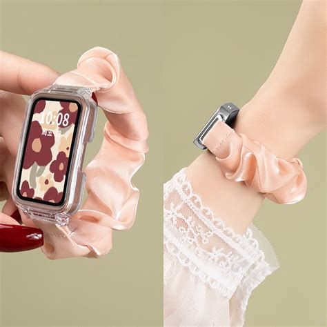 Ice Silk Elastic Scrunchie Strap For Huawei Band Smart Bracelet Slim Girl Loop Band