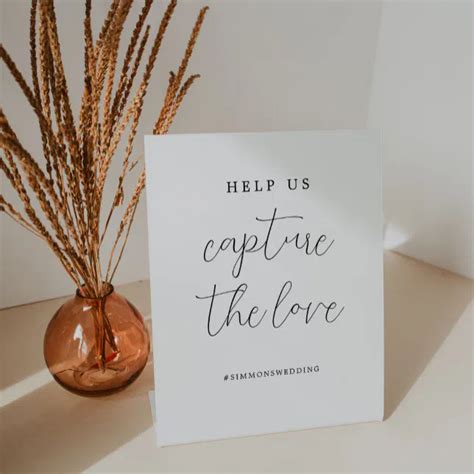 Elegant Script Capture The Love Social Media Pedestal Sign Zazzle