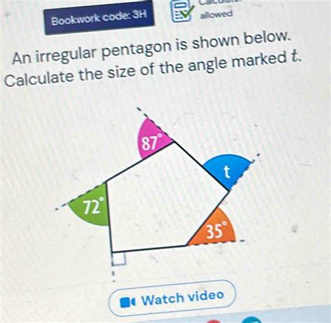 Solved Bookwork Code 3h Allowed An Irregular Pentagon Is Shown Below