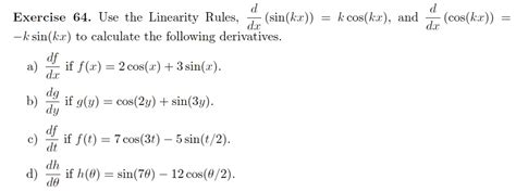 solved exercise 64 use the linearity rules sin k k cos kx and