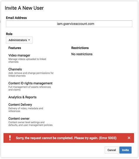 Php YouTube Content ID API With Service Account Returns Forbidden Error Stack Overflow