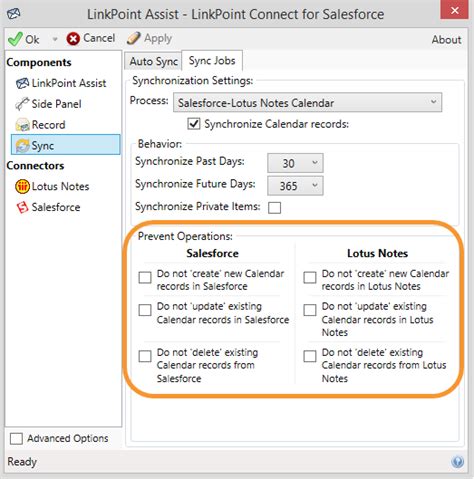 Configuring LinkPoint Connect Manual Sync Settings IBM Notes Salesforce Knowledge Base