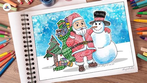 tutorial 73 santa claus christmas special zentangle art youtube