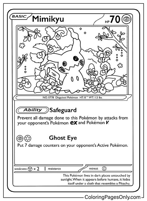 Mimikyu Pokemon Card Free Printable Coloring Pages