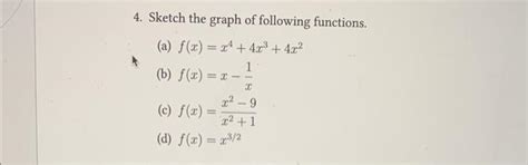 Solved 4 Sketch The Graph Of Following Functions A