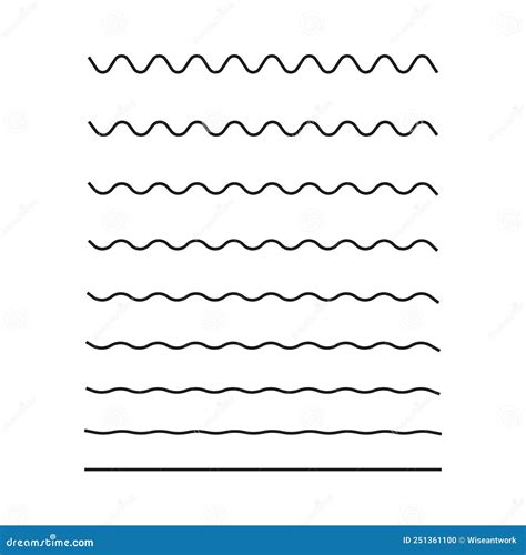 Zigzag Line Undulate Wave Wavy Curve And Squiggle Wiggly Pattern For
