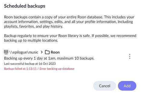 Database Backup Issues Support Roon Labs Community