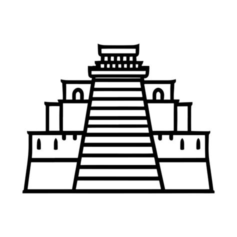 Premium Vector Simple Line Illustration Of Mayan Or Aztec Temple