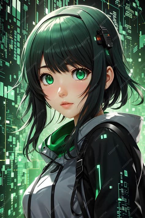 Premium Ai Image Binary Code Anime Girl Anime Futuristic Girl Cyber