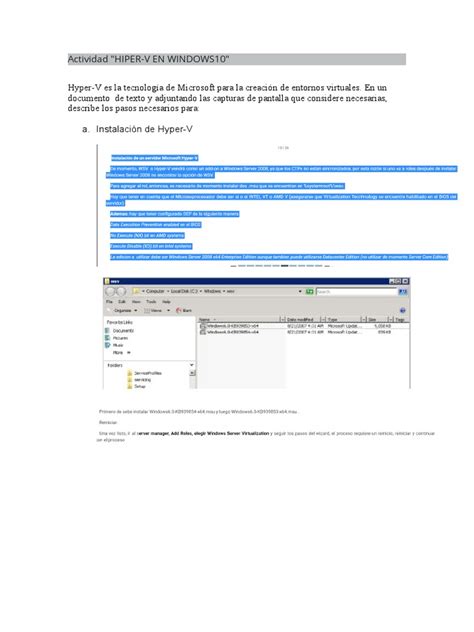 Actividad Hiper V En Windows10 Pdf Windows 10 Hyper V