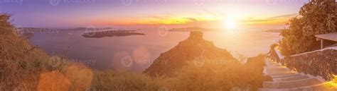 Sunset Overlooking The Caldera And The Sea In Santorini 46198161 Stock