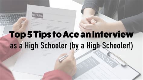 Top Tips To Ace An Interview As High Schooler From A High Schooler Inspirit AI