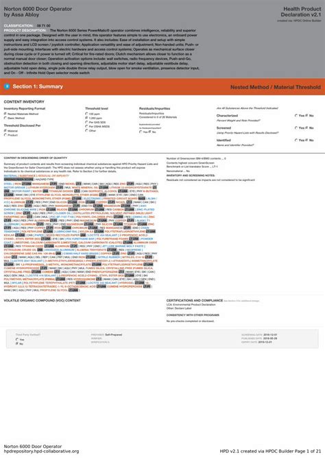 pdf health product by assa abloy declaration v2 1 section 1