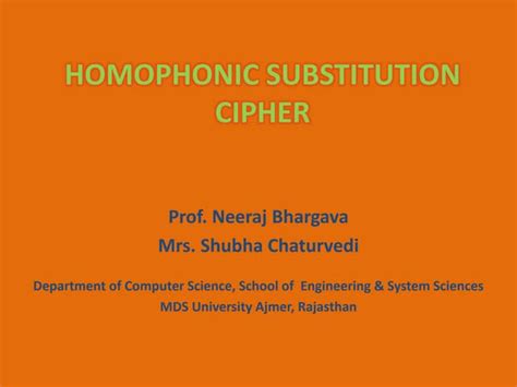 Homophonic Substitution Cipher Ppt