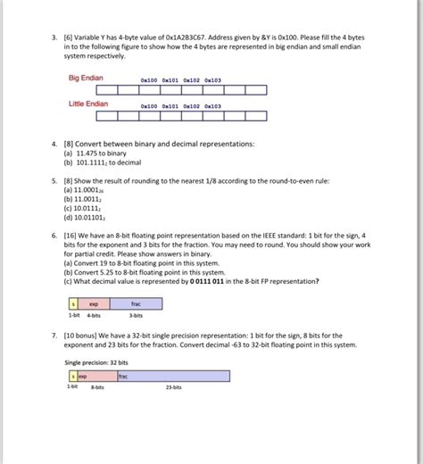 Solved 6 ﻿variable Y ﻿has 4 Byte Value Of 0x1a2b3c67