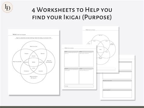 Ikigai Worksheet Find Your Life Purpose Printable Pdf Etsy