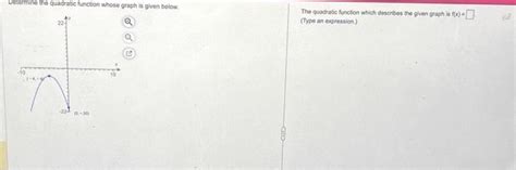 Solved Determine The Quadratic Function Whose Graph Is Given