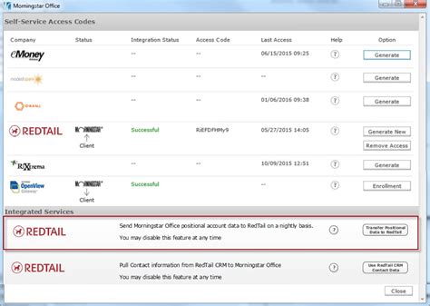 How To Send Positional Data From Morningstar Office To Redtail Crm