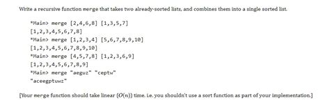 solved write a recursive function merge that takes two