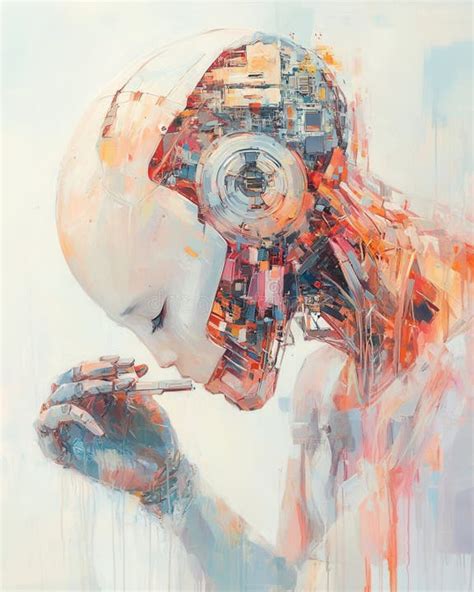 Exploring The Fusion Of Time And Technology In Art A Woman And Clock