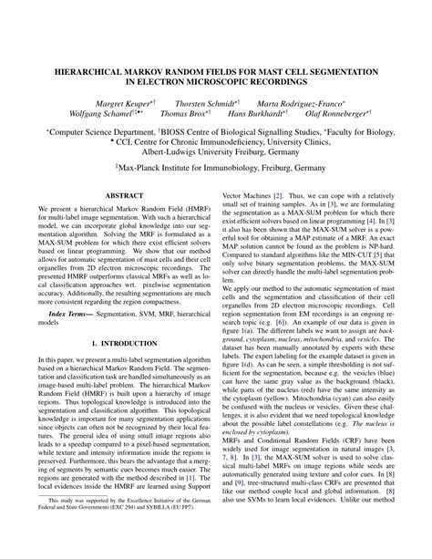 Pdf Hierarchical Markov Random Fields For Mast Cell Segmentation In