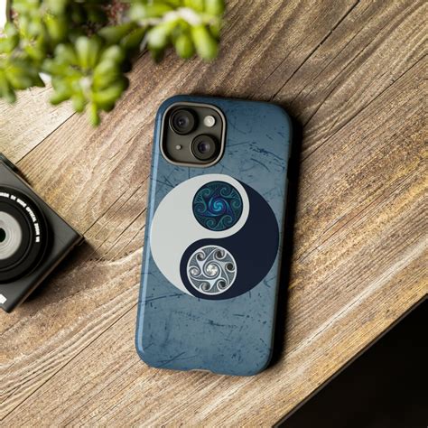 Light Blue Yin Yang Tough Phone Case Premium Protection For Iphone