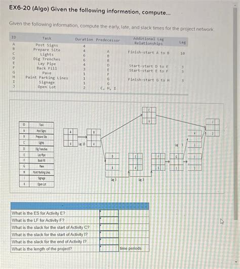 solved ex6 20 algo given the following information