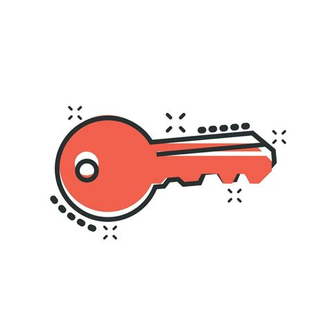 key icon in comic style access login vector cartoon illustration