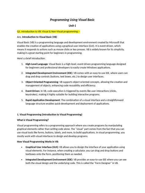 visual basic pdf object oriented programming class computer